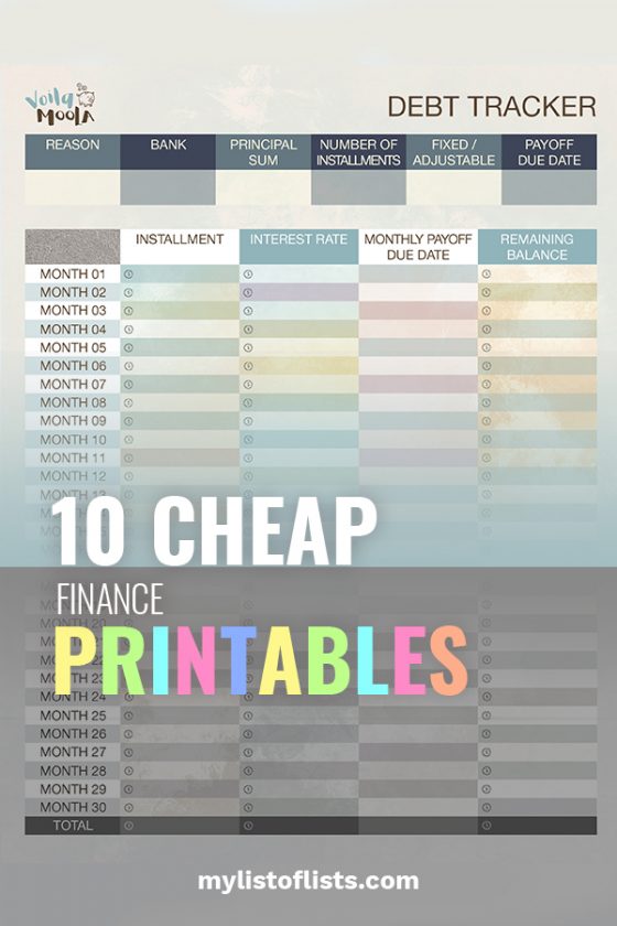 Finance Sheets Printables